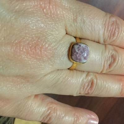 Lepidolite Ring-lepidolite Cushion 10x10mm Gold Plated - Etsy