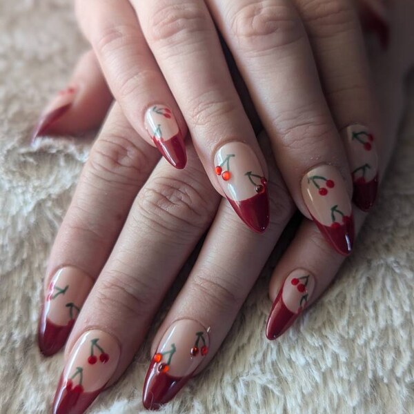 Red and Black Ombre Press on Nails APRES GEL-X Goth Nails Witch Nails ...