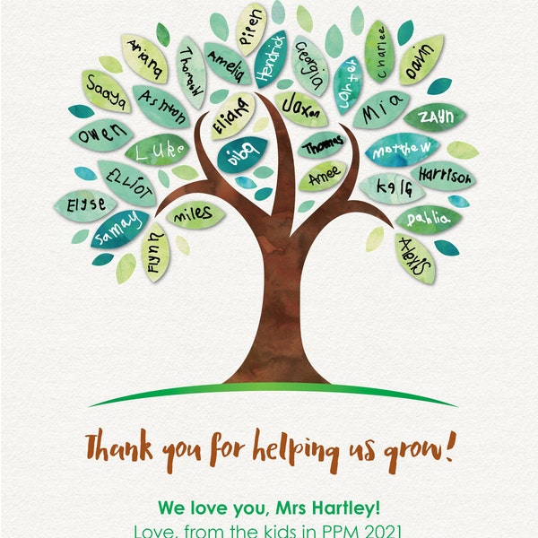 CUSTOM Teacher Tree Printable - Personalized Teacher Appreciation/class ...