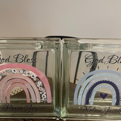 Personalized Baby Glass Block Savings Piggy Bank, New Baby Boy Gift ...