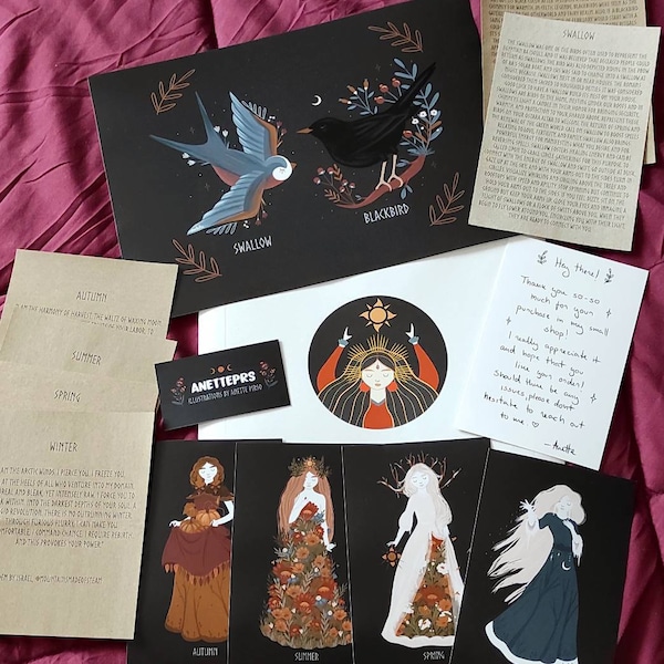 Seasons Art Package - Winter Spring Summer Autumn / Fall Femme Folk Art ...