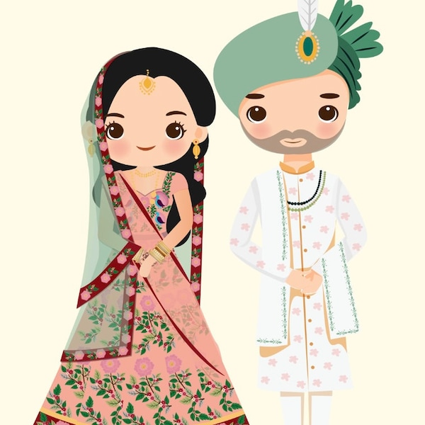 Indian Wedding Characters for Wedding Invites, Stationary - Etsy