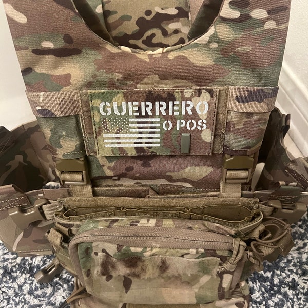 US Flag With Three Text Lines Custom Your Own Text Lasercut Patch Customized IR Combat ID Patch ...