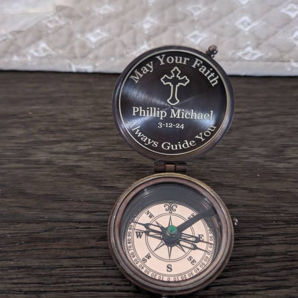 Engraved Compass, Baptism Gift, Baptism Compass, First Communion Gift ...