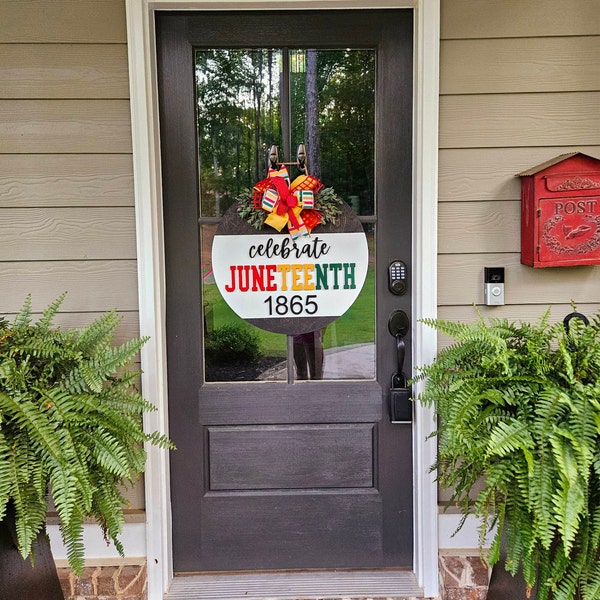 Front Door Decor, Juneteenth Wreath, Juneteenth Door Hanger Sign, Black ...