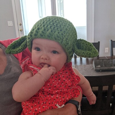 Crochet Green Alien Hat, Crochat Alien Baby Costume, Yod Hat, Halloween ...