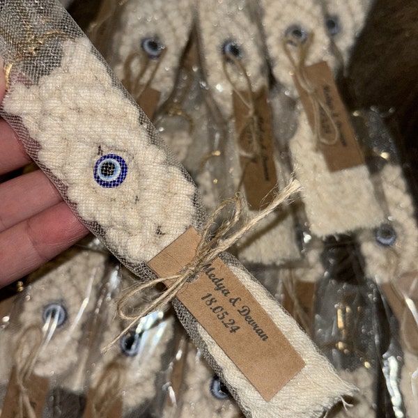 Macrame Key Chain Boho Custom Name Bridal Shower Gift & Guest Favors Name Tag Bridesmaids ...