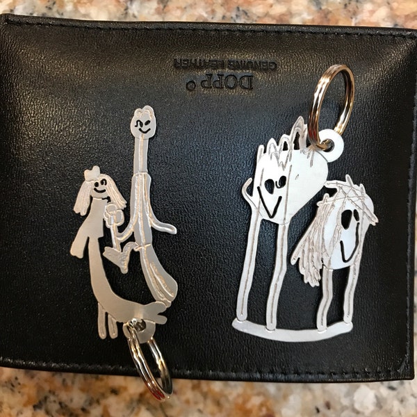 Your Child's Drawing on Key Chain for DAD, Durable Sentimental Keychain ...