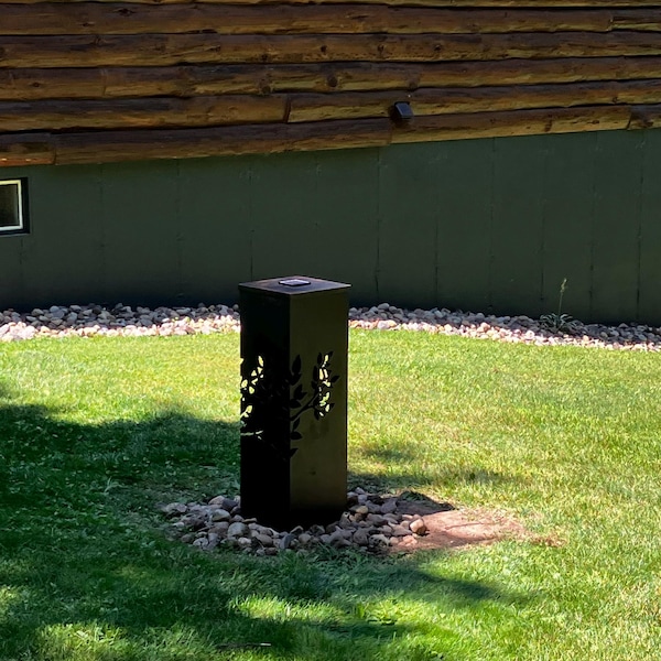 Tree Garden Column, Well Cover, Metal Yard Art, Outdoor Lantern - Etsy