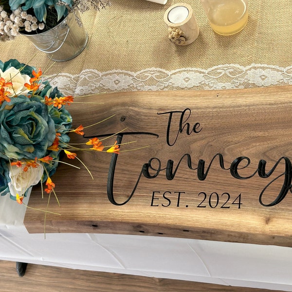 Personalized Walnut Name Sign: Rustic Live Edge Wood Decor - Etsy