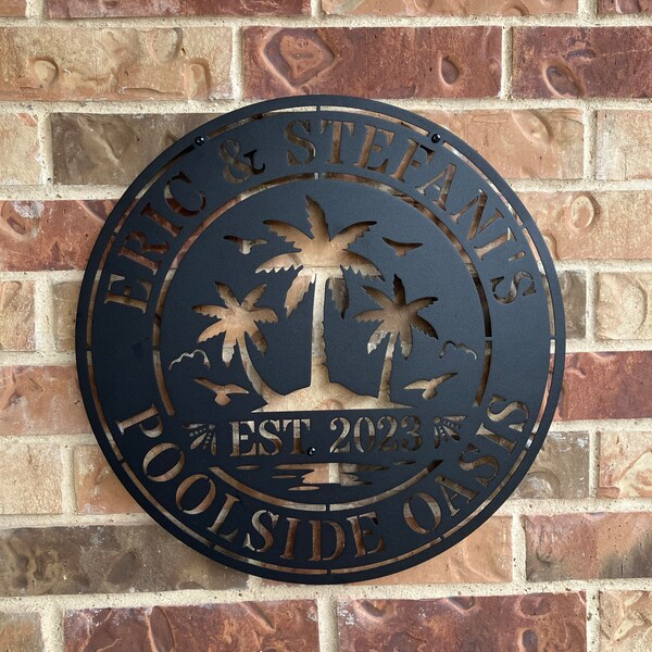 Personalized Metal Poolside Sign | Metal Swimming Pool Sign | Metal ...