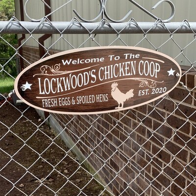 Personalized Chicken Farm Sign, Chicken Kitchen Decor, Chicken Sign for ...
