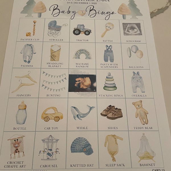 BOY - Baby Shower Bingo: 100 Cards, PRINTABLE Bingo Pdf, Personalized ...