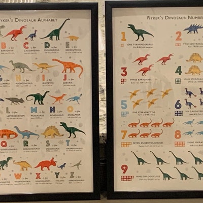 Dinosaurs Print Set, Dinosaur ABC and Numbers Nursery Art Set, A Great ...