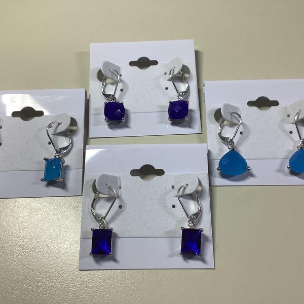 2 Aqua Blue Aquamarine Geometric Rectangle Glass Connectors, Beads ...