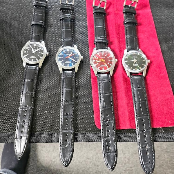 Rare Vintage Oris Red Dial Hand Winding FHF Movement ST-96 Swiss Mens ...