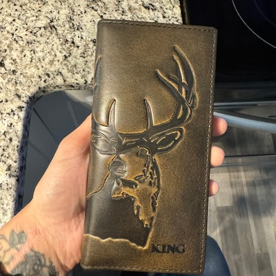 Deer in the Woods BIFOLD Walletmen's Leather Walletpersonalized ...