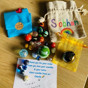 Marbles Aquarius Set of 9 Medium 22mm Marbles Including 3 Handmade ...