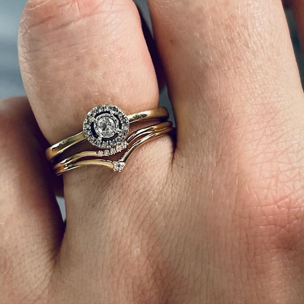 2pcs Two Tone Mixed Metals Couple Ring Set Solid Gold Mens Wedding Band ...