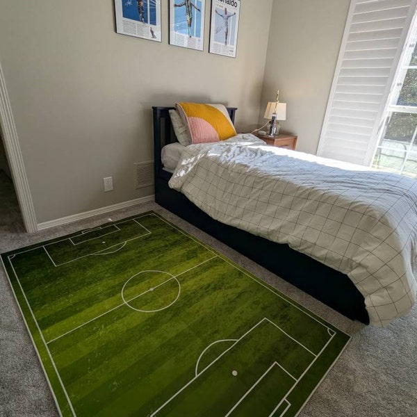 Football / Soccer Field Printed Area Rug • Washable Football / Soccer ...