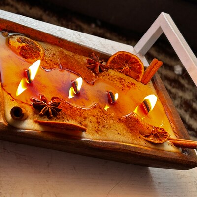 Spiced Orange and Cinnamon Chai Woodwick Dough Bowl Candles - Etsy