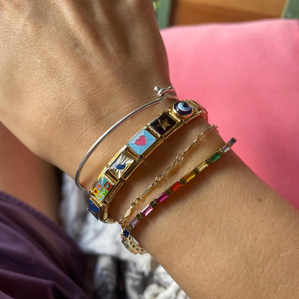 Gold Italian Bracelet, Custom Gold Italy Charms, Personalized Italian ...