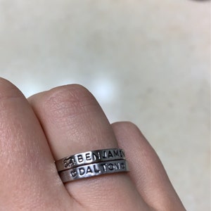 Engraved Stacking Ring Custom Silver Stainless Steel | Etsy