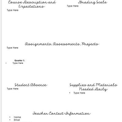 Editable Syllabus Templates for Middle School and High School - Etsy