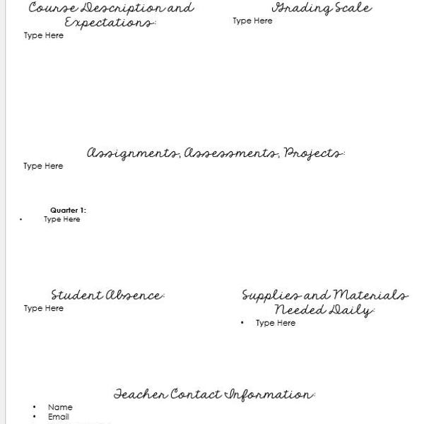 Editable Syllabus Templates for Middle School and High School - Etsy
