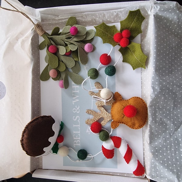 Handmade Felt Christmas Character Garland Christmas Bunting Traditional ...