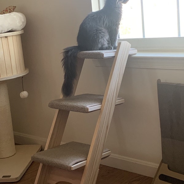 Cat Ladder 8 Step Cherry Hardwood Lets Cats Climb Indoors to Reach New ...