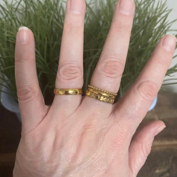 Waterproof-dainty Ring Set of 3, Waterproof Rings, Gift for Her, Boho ...