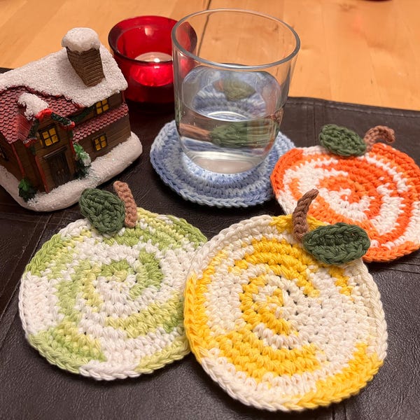 Apple Coaster Crochet Pattern, PDF Instant Download, Fruit Coasters ...