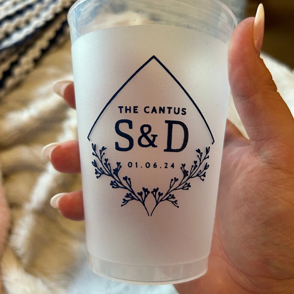 Custom Wedding Cups, Reception Bar Frosted Cups, Personalized ...