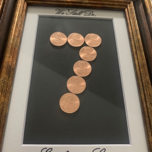 Copper Coin 7 Year Anniversary Gift - Framed 7 Configuration - Etsy
