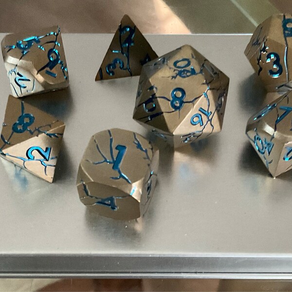 Arcane Fissure Metal Dnd Dice Set: 7 Piece Polyhedral Dice - Etsy