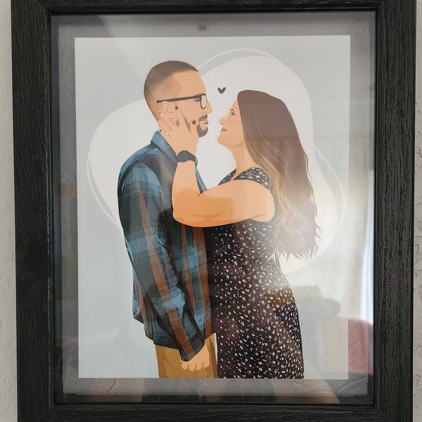 Couple Portrait, Gift for Couple, Faceless Portrait, Engagement Drawing ...