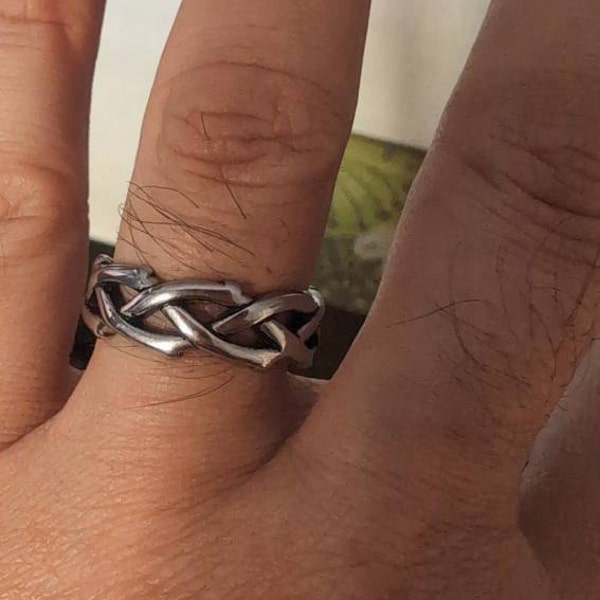 Gothic Runes Viking Engraved Ring, Dimple Encaved Pattern Ring, Black ...