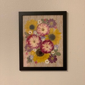11X14 Pressed Flowers Collage on Black With REAL Pressed Flowers From ...