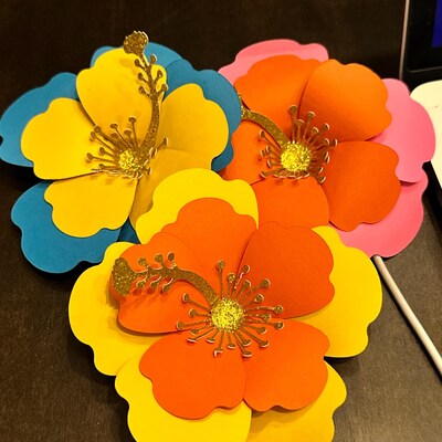 Svg Paper Flower Hibiscus Template, TROPICAL SET Hawaiian Flower,3 ...
