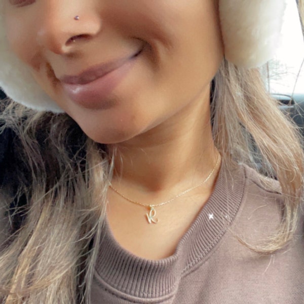 Personalized Cursive Initial Necklace, Custom Sterling Silver Initial Jewelry, 18K Gold Script ...