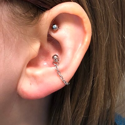 16g Conch Chain Earring, Conch Hoop Earring, Helix Earring, Ear ...