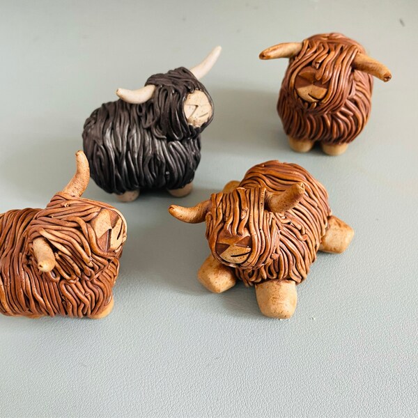Small Pottery Highland Cow - Etsy