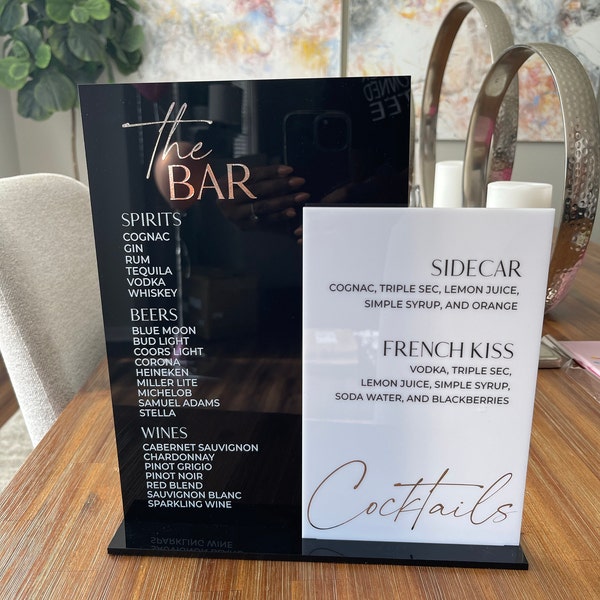 Wedding Acrylic Bar Sign Black - Bar Signage - Signature Drinks Menu ...