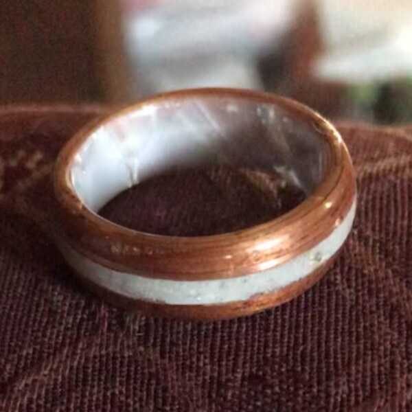 Moonstone Koa Wood Ring With Copper Assymetrical Inlay - Etsy