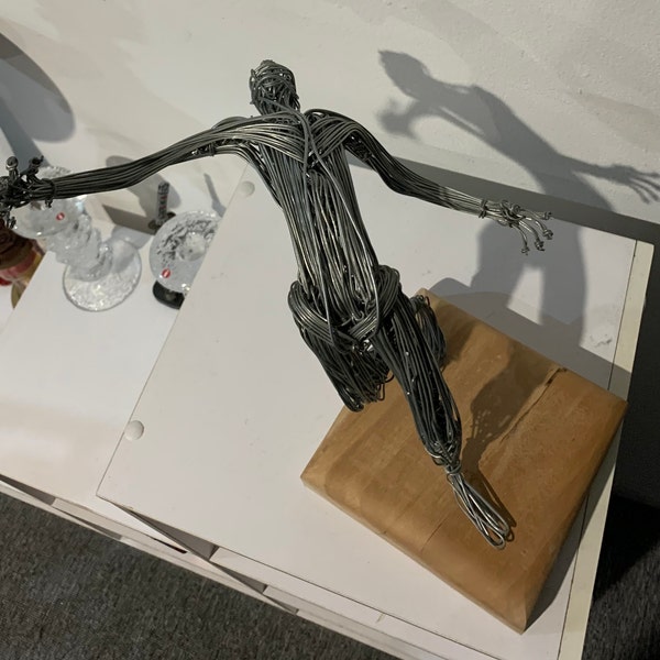 Dancing Man Wire Figurine, Wire Sculpture, Metal Sculpture, Human ...