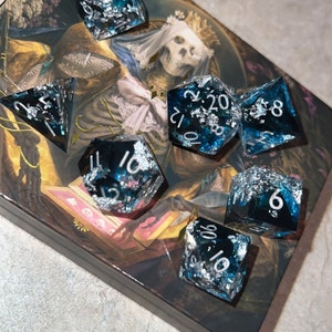 Coldhearted Icy Blue Gradient Handmade Resin Sharp Edge Dnd Dice Set ...