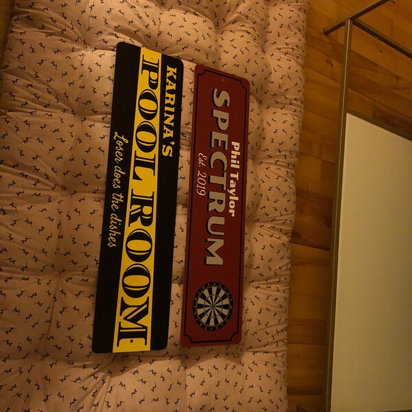 Pool Room Sign, Personalized Billiards & Fine Brews Sign, Custom Name ...