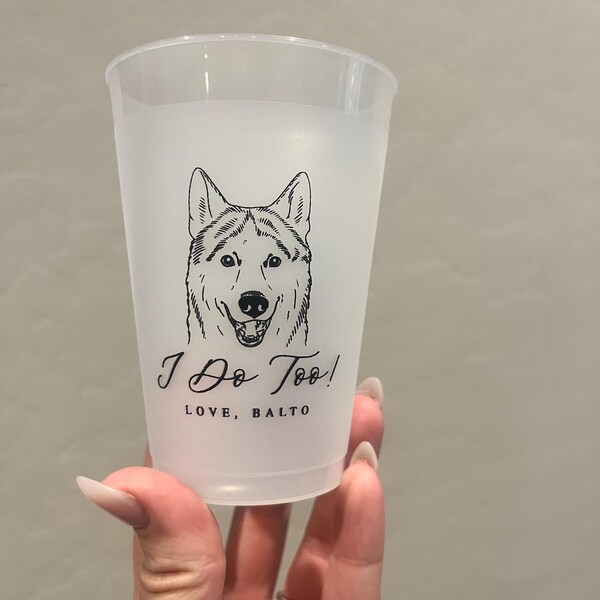 Custom Illustrated Dog Frosted Wedding Cups, Modern Wedding Cups ...