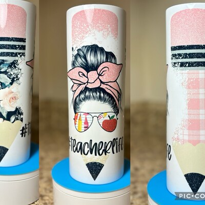 Teacher 20 Oz Skinny Tumbler Bundle, Teacher Life Back to School ...